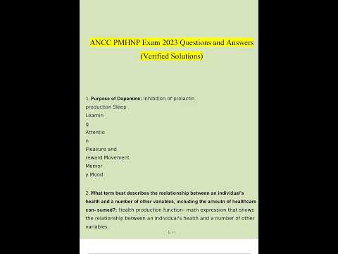 ANCC PMHNP Exam 2023 Questions and Answers Verified Solutions