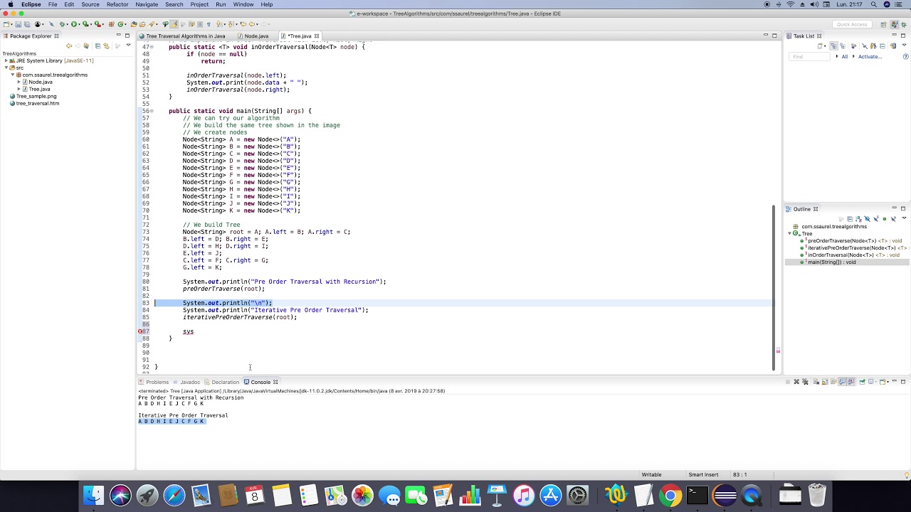 [Java] Implementing Tree In Order Traversal Algorithm with Recursion