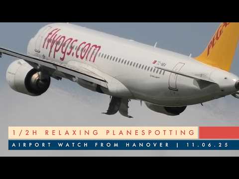 1/2 Stunde Planespotting vom Flughafen Hannover (HAJ) | 11.06.25 | 4K