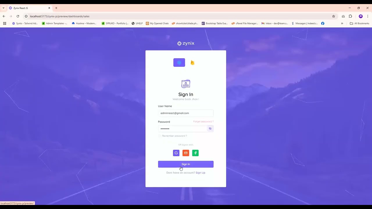 Installation process of Zynix- React Javascript React-Bootstrap Admin Dashboard Template.