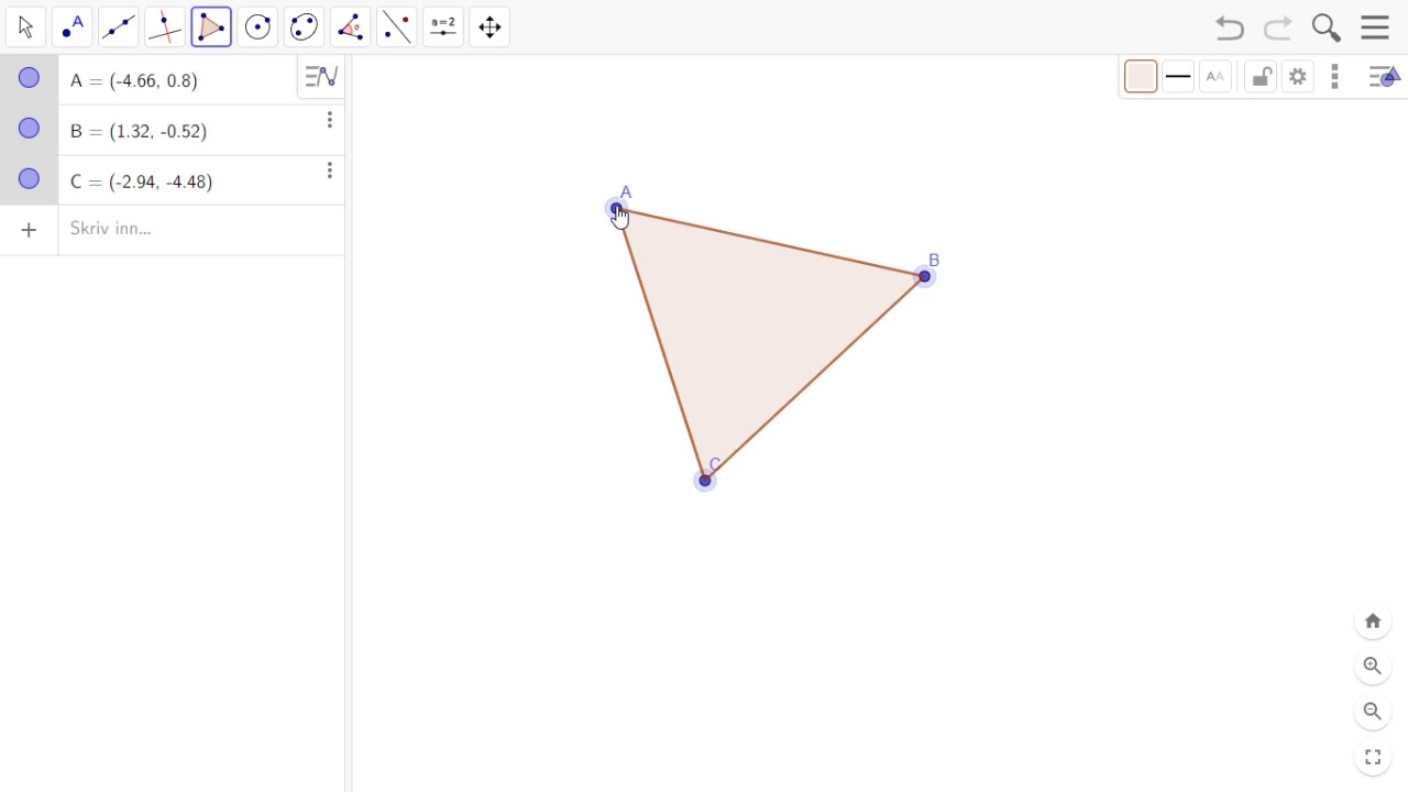 Vinkelsum i trekant (Geogebra)