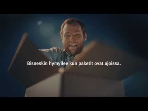 Itella Pakettipalvelut -TV-mainos, mies avaa pakettia