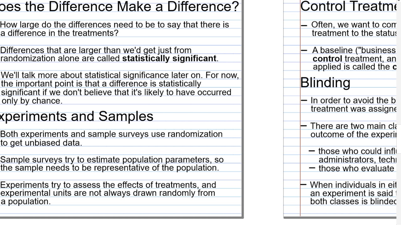 Experiments and Observational Studies Lecture (Ch. 13)