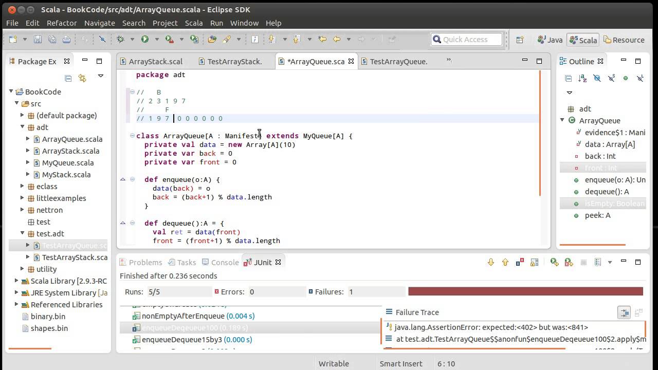 Finish the Array Based Queue (using Scala)