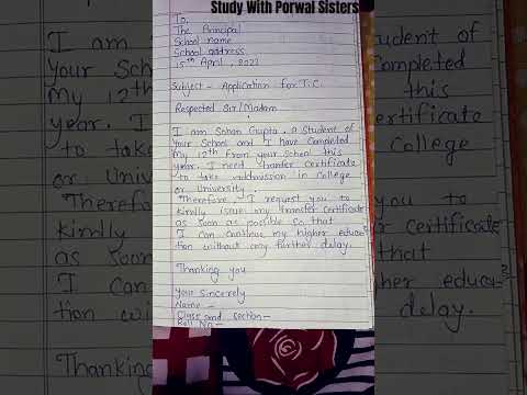 Application for Transfer certificate (T.C) in English // How to write Application for t.c. in school