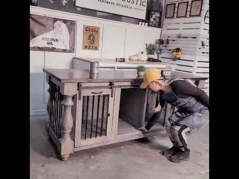 The Fine Rustic Custom Furnitue Dog Kennel, Farmhouse table, Herringbone table Unique Baluster leg