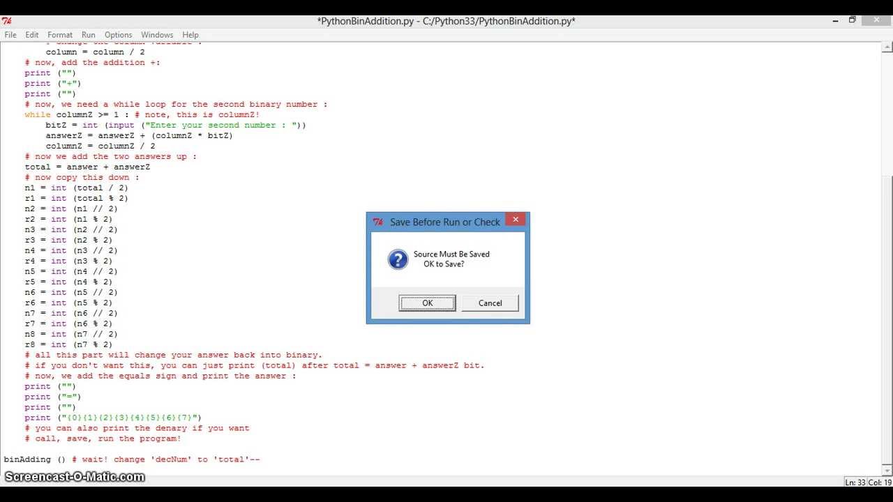Python Programming - Binary Addition