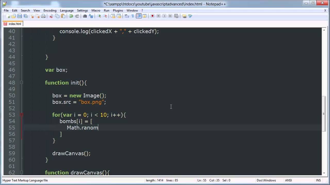 Mine Generation - Minesweeper JavaScript & Canvas Game Development Tutorial 4