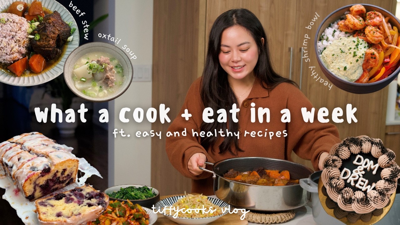 what i cook + eat in a week ft. easy & healthy recipes 🍛 | husband's birthday, mini whistler trip