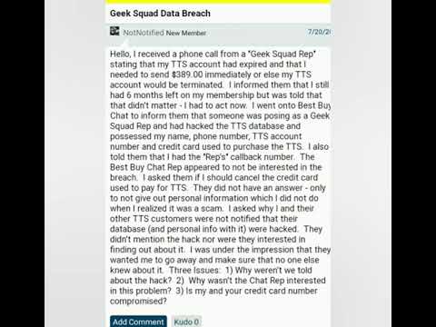 SCAM ALERT!! Geek Squad Email Auto-Renewal SCAM! From Data Breach Customer Personal info