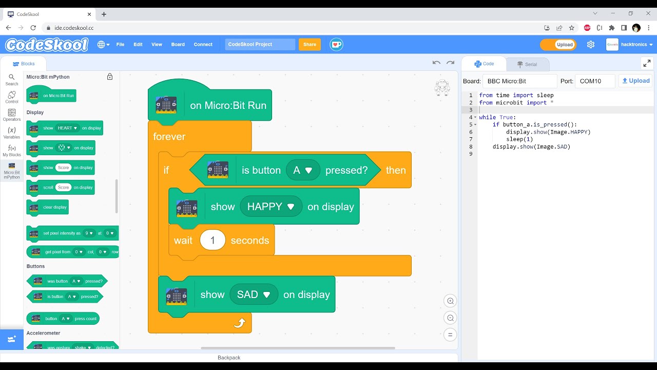 Micro:Bit Micro Python Programming using Scratch with CodeSkool