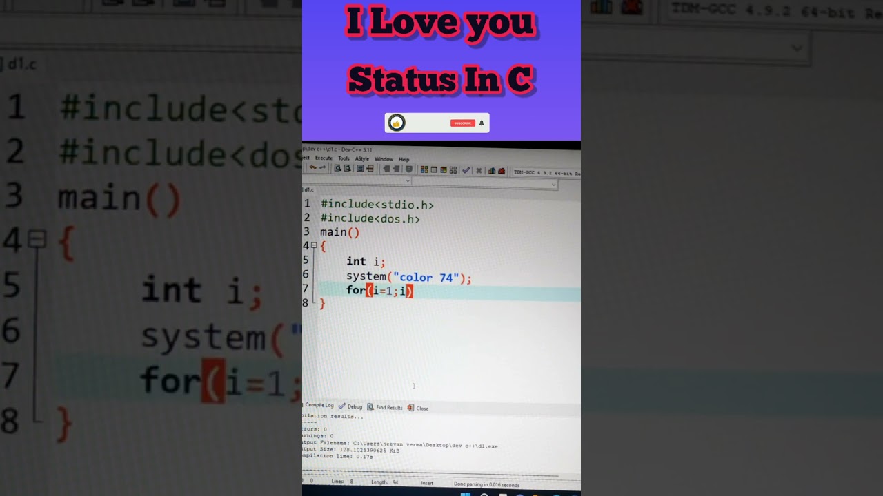 I Love You Message in C++ Programming l #cpp #cprogramming #codingforbeginners #coding #codingshorts