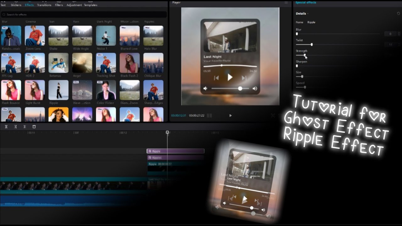 Tutorial for ghost effect and ripple effect! || Capcut ||