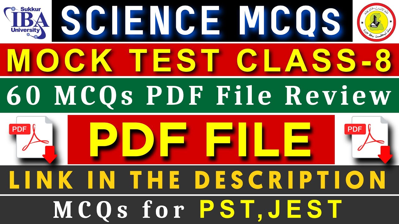 MOCK Test Class 8 PDF Review I I PDF File I PDF Link in the Description I 60 MCQs PDF File I