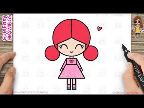 How to Draw a Cute Little Girl Easy from Basic Shapes (Drawing and Coloring)