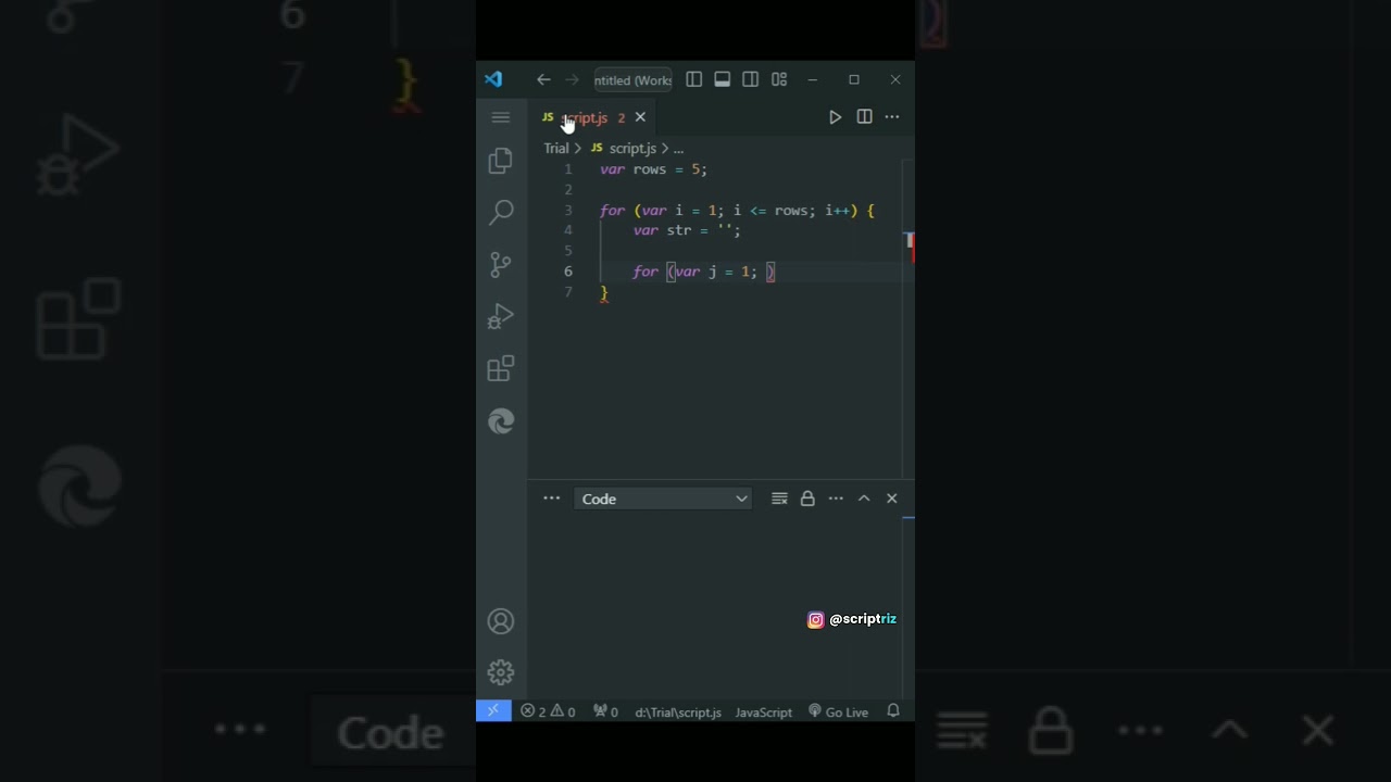 JavaScript Star Pattern ✨ #javascript #coder #programming #coding