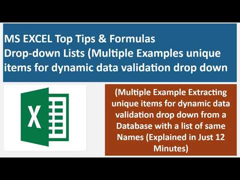 MS EXCEL Drop-down Lists, Extract Unique items for dynamic data validation drop down from Database