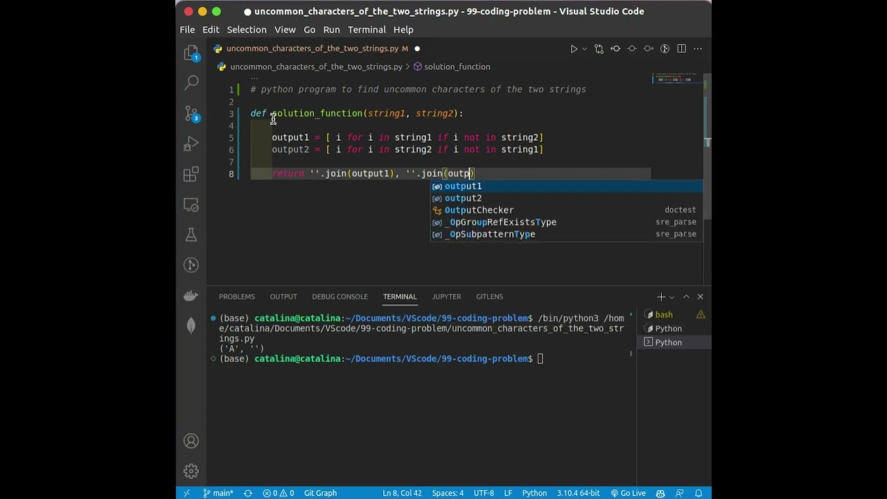 Python program to find uncommon characters between  two string