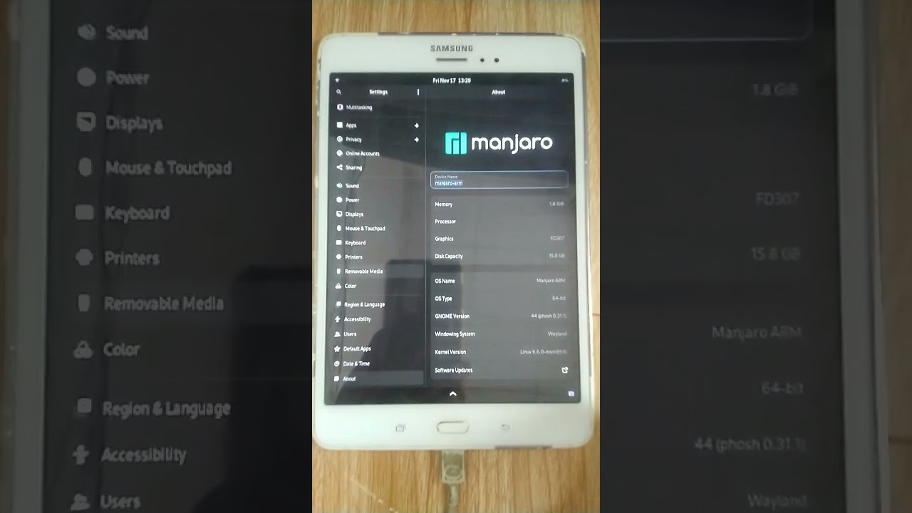 Manjaro ARM phosh beta35 samsung-gt58 T355Y kernel-6.6.0-msm8916
