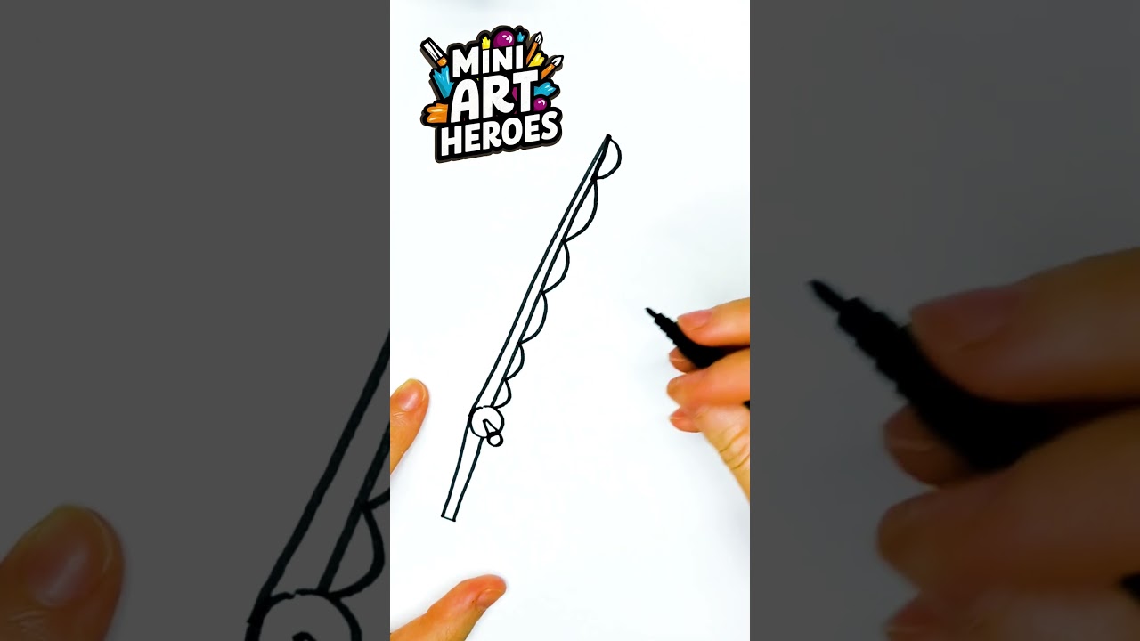How to draw a Fishing Rod | Mini Art Heroes  #easydrawing #howtodraw #drawing #drawingforkids
