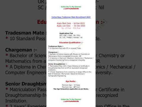 Indian Navy Tradesman Mate New Recruitment 2023 | Indian Navy Various Post New Vacancy 2023 #gk
