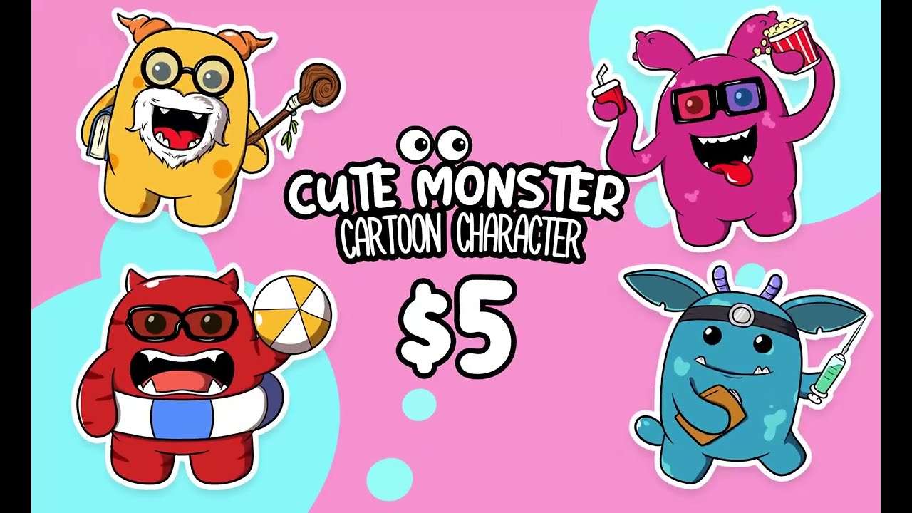 cute monster vector cartoon character
