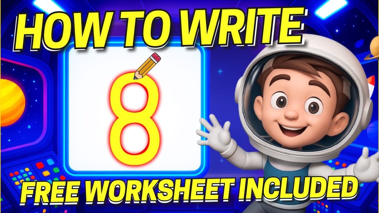 Learn to Write Number 8 - Interactive Writing Lesson + Free Worksheet (Coco + Super Simple Inspo)