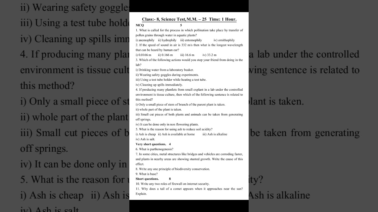 Test question for Science. Grade 8. Master Grade 8 Science in Minutes! | Revision for Exams