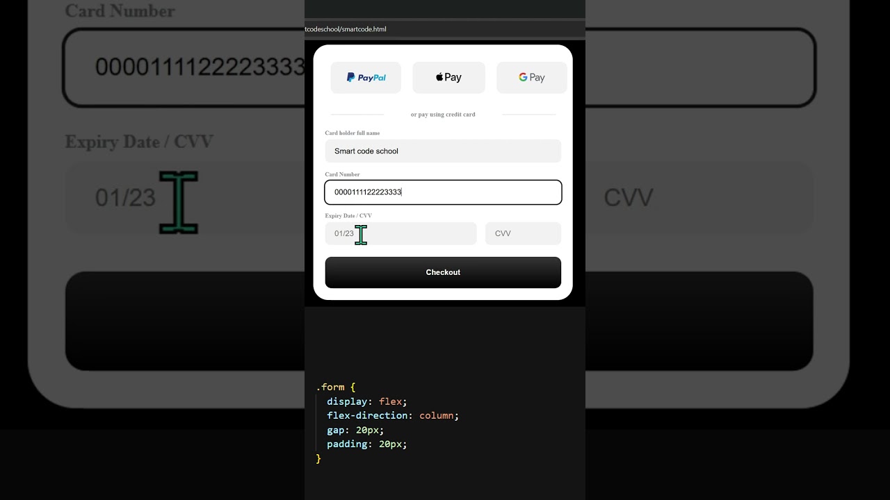 Payment Checkout Form UI Design | HTML & CSS Credit Card Form #coding #htmlcss