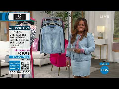 G by Giuliana Black Label Embellished EcoChic Denim Jack...