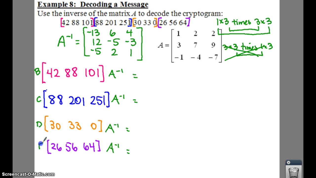 PC: 7.8 Notes: Example 8 - Decoding a Message