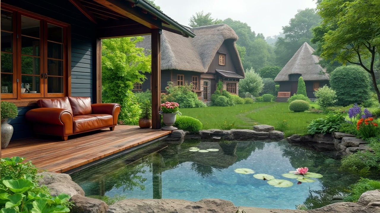 Pond Relaxing Houses Live Wallpaper 4k