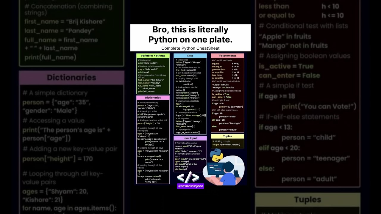 Python on One Plate! 🧠💻 The Only Cheat Sheet You Need in 2025! #learnpython #python