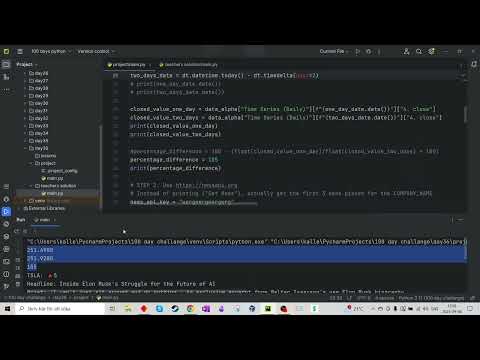 Day 36: TESLA stock alerts! --- 100 Days of Python