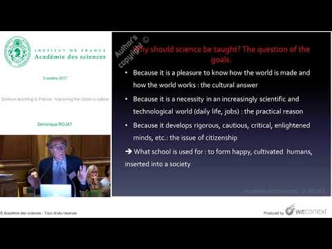 [Conférence] D. ROJAT - Science teaching in France : improving the citizen’s culture