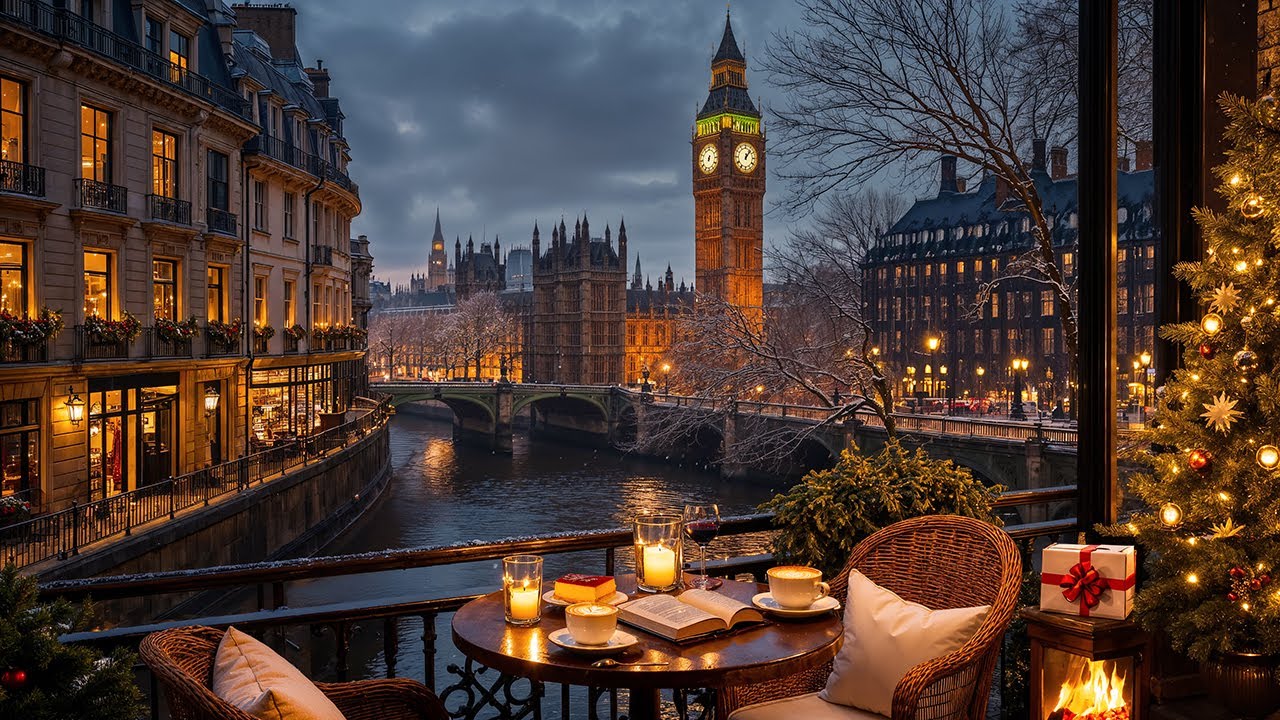 London Winter Jazz Café ☕ Cozy Christmas Night Ambience & Relaxing Jazz Music for Study, Focus