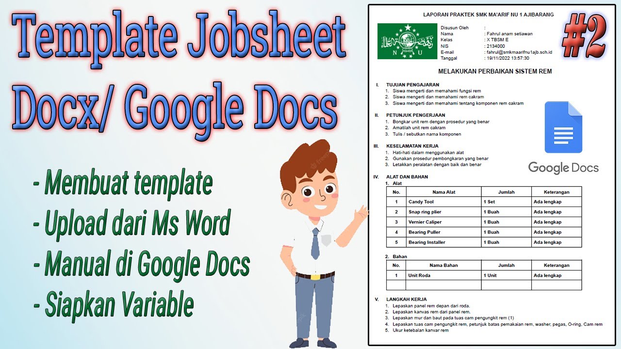 Langsung dari docx, MEMBUAT FORMAT TEMPLATE JOBSHEET LEMBAR KERJA SISWA PRAKTEK