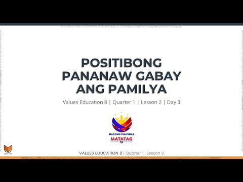 Values Education 8 - Q1W2D3 - Positibong Pananaw Gabay ang Pamilya
