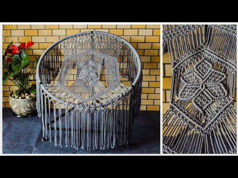 DIY Macramé Chair Tutorial for beginner, fee pattern by TNARTNCRAFTS
