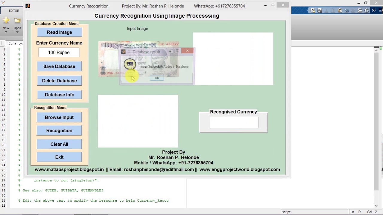 Currency Detection and Recognition using Matlab Project Source Code