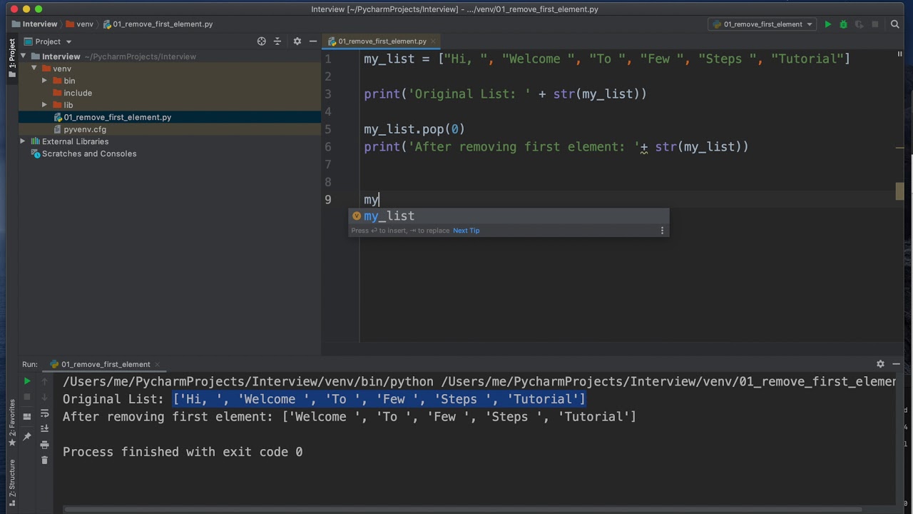 Python Removing first element of list   python list remove by index   By Few Steps 🔥 4k ❤️