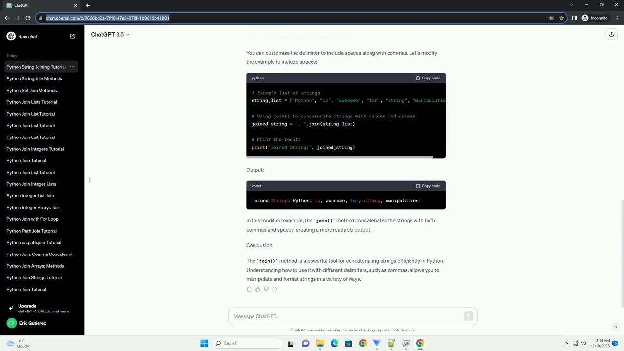 python join strings with comma