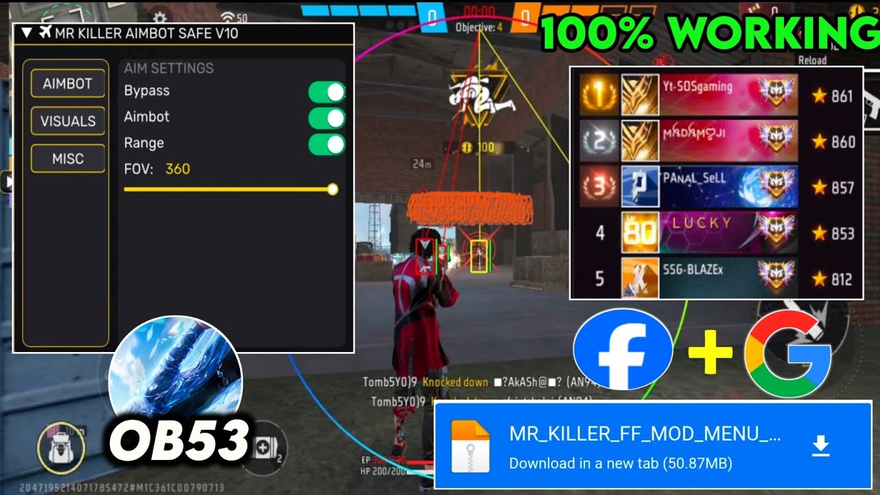 OB53 FREE FIRE MOD MENU 🔥 UNLIMITED DIAMOND HACK 🔥 FF MOD MENU APK 2025