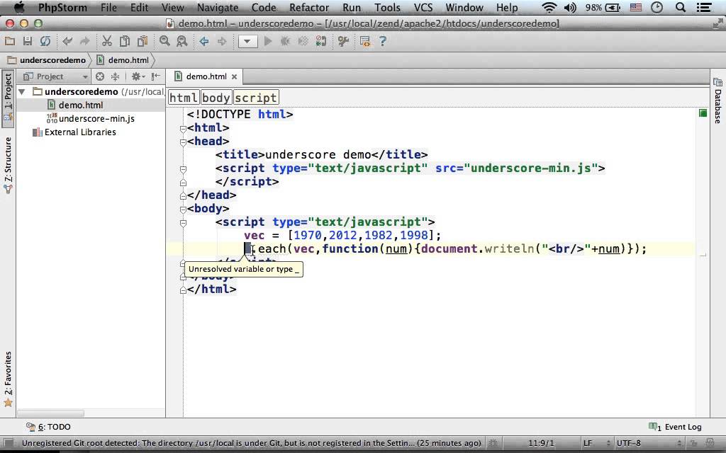 Underscore.js Simple Demo