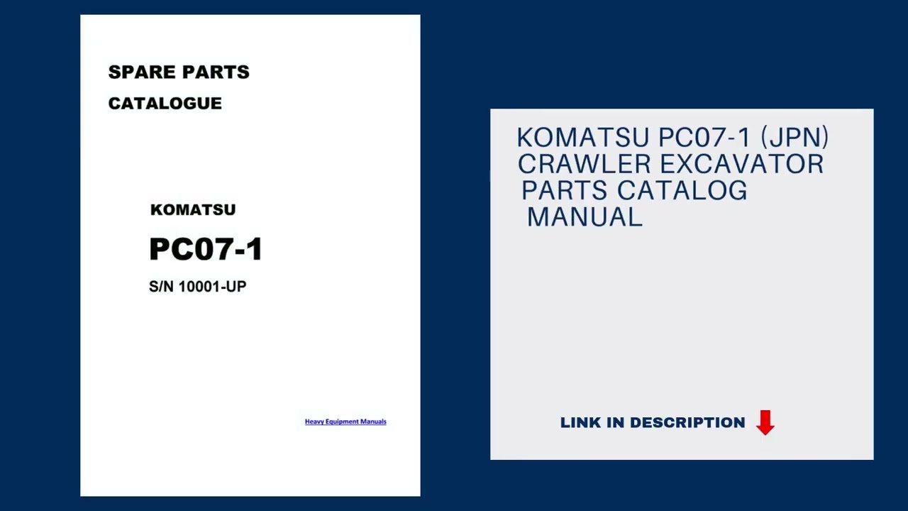 KOMATSU PC07 1 JPN CRAWLER EXCAVATOR PARTS CATALOG MANUAL SN 1001 UP #komatsu #excavatormanual #pdf