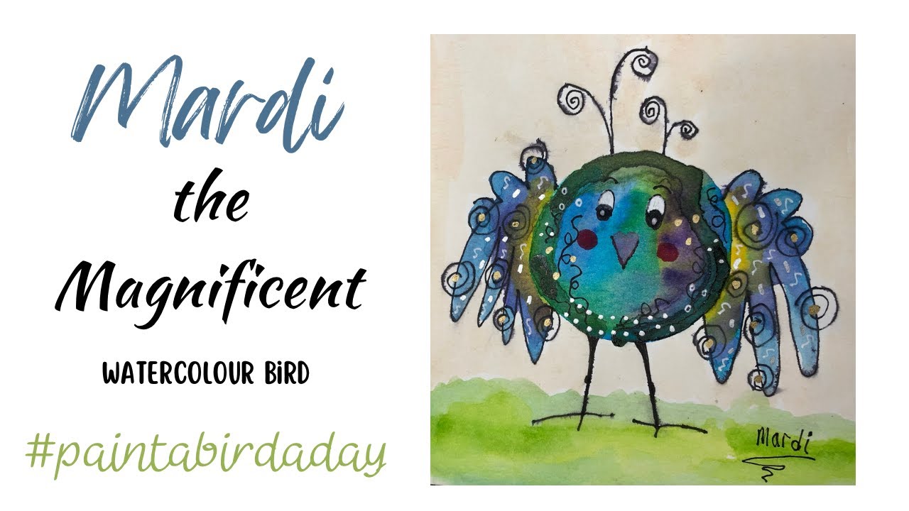 Watercolour Bird Painting Mardi the Magnificent in 4k   #paintabirdaday