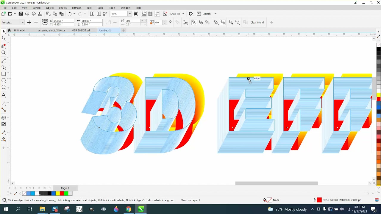 Corel Draw Tips & Tricks 3D Text Effect BLEND