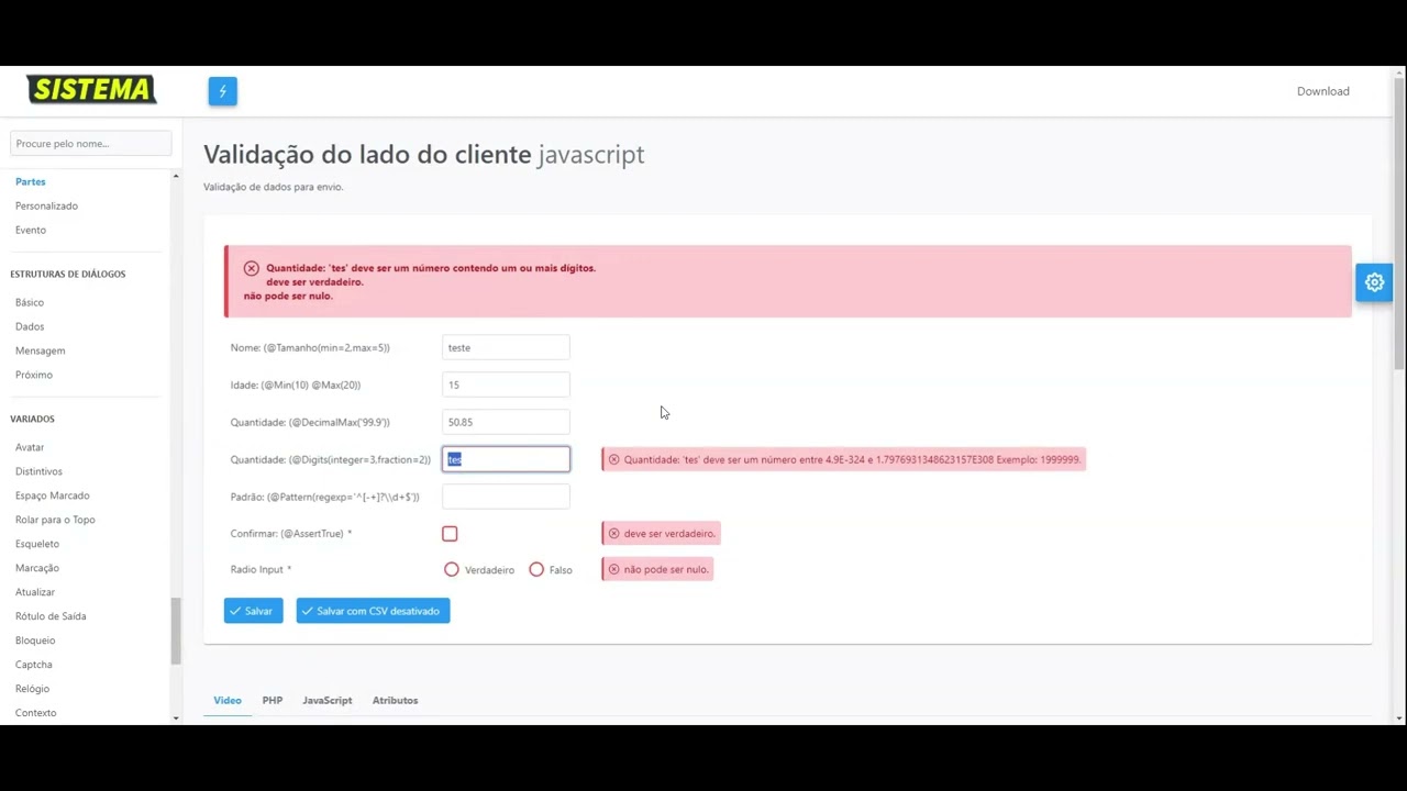 Validação do lado cliente com JavaScript