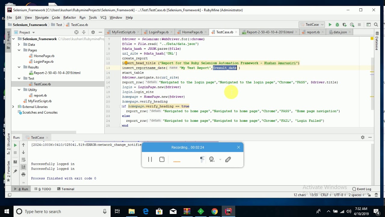 Creating Selenium Ruby Framework from Scratch - Part 04 - Reporting