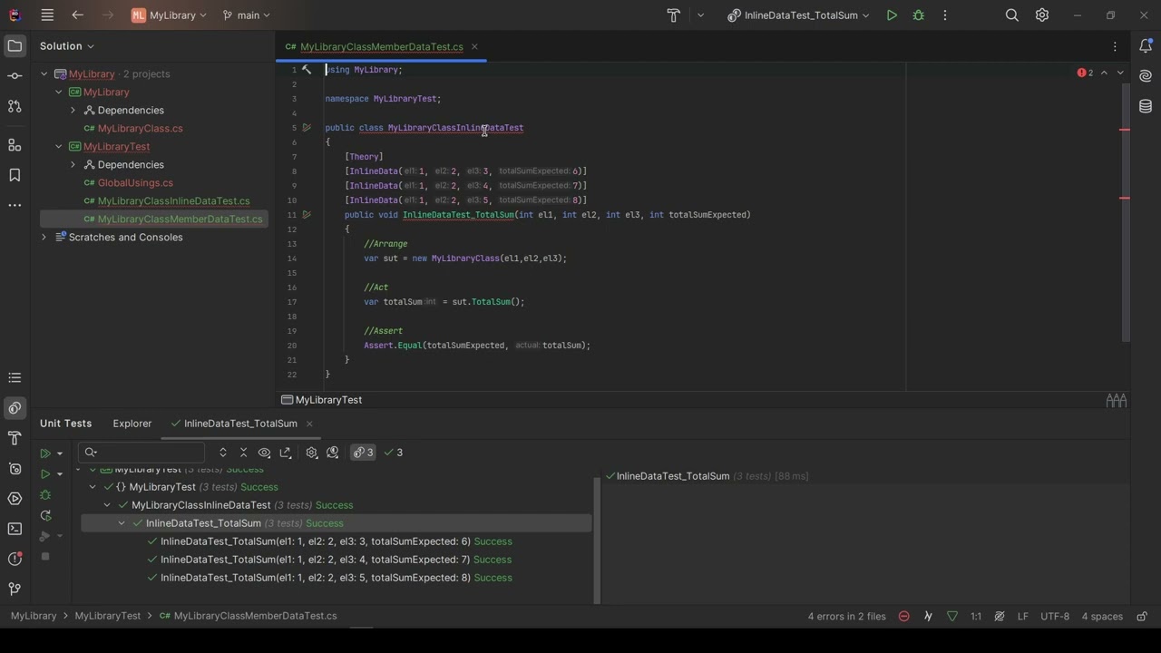Create Parameterized Tests in xUnit
